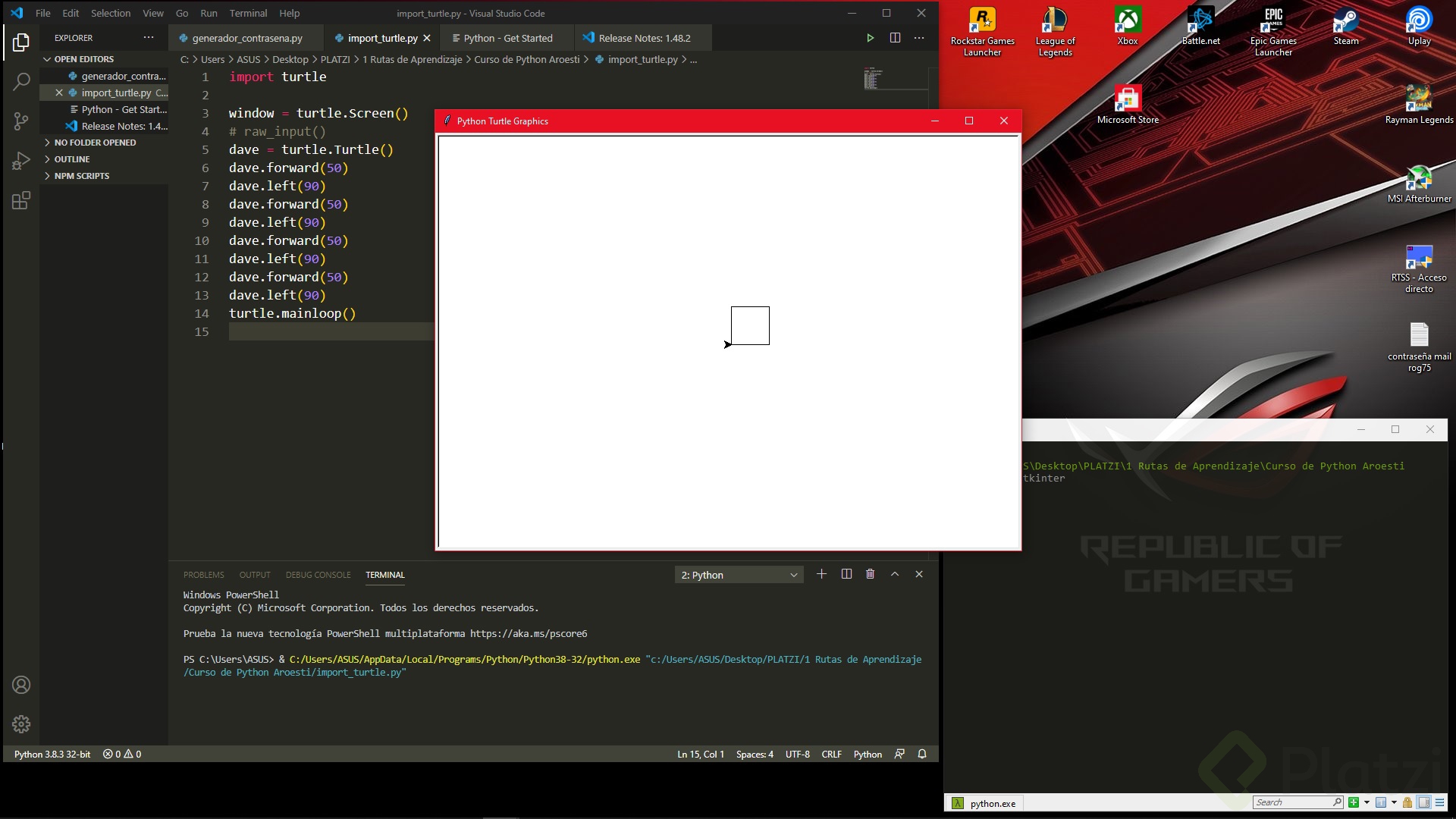 Yo uso Cmder para ejecutar el archivo *.py y Visual Studio Code para generar los archivos. Me ...
